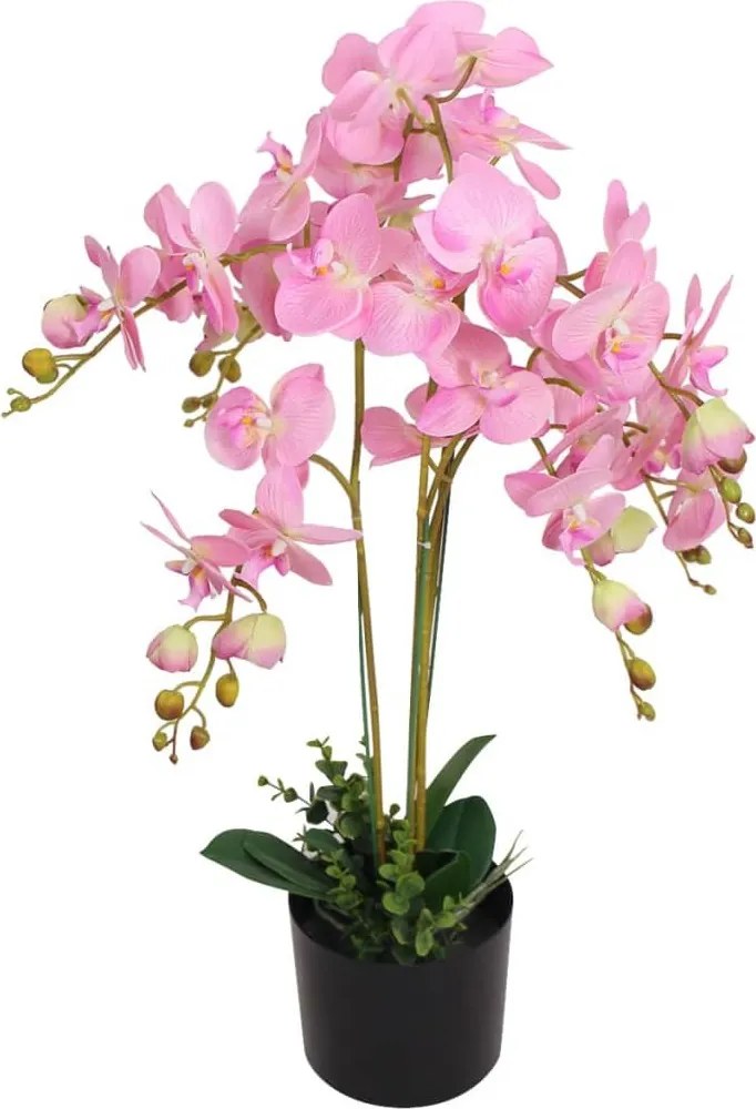 vidaXL Umělá rostlina orchidej s květináčem 75 cm [244425] Barva: Růžová