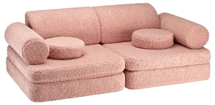 Růžová dětská pohovka z textilie bouclé 132 cm Settee – Wigiwama