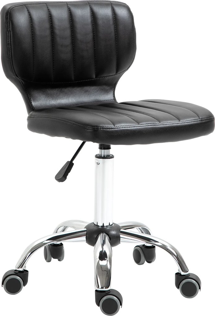 HOMCOM Kolektivní Stolička - 360° otočná pracovní stolička - ergonomická stolička - nastavitelná výška sedáku 47-62 cm - polstrovaný syntetický povrc…