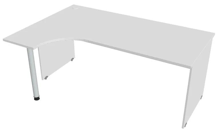 Stůl ergo pravý 180*120 cm - Hobis Gate GE 1800 P Dekor stolové desky: bílá, Dekor lamino podnože: bílá, Barva nohy: stříbrná