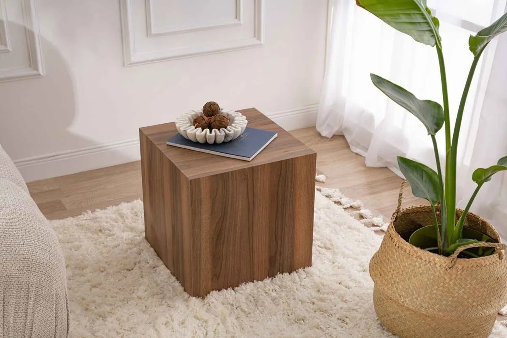 Designový odkládací stolek Taliesin 45 cm vzor ořech