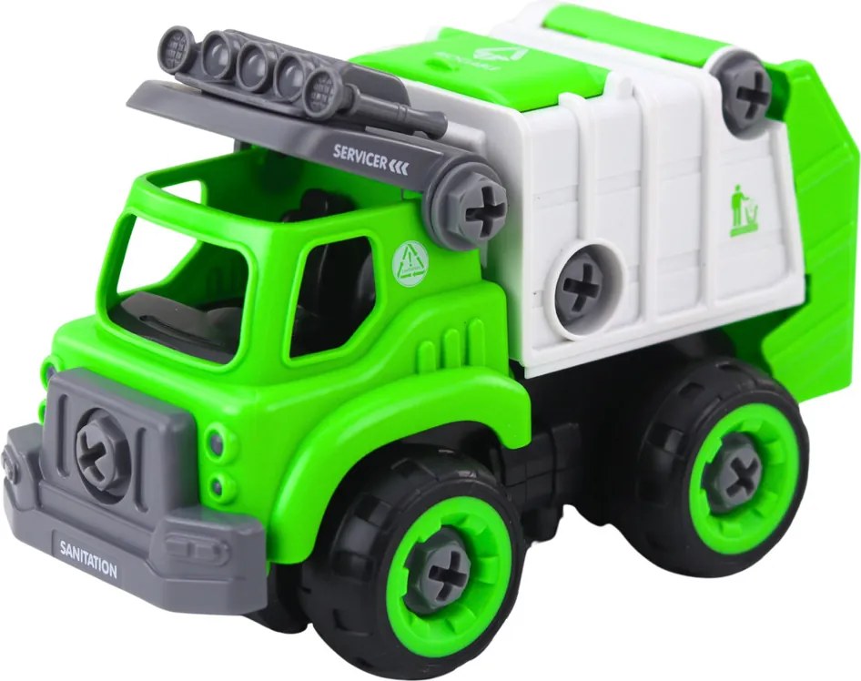 LEAN Toys RC popelářské auto na dálkové ovládání se šroubovákem zelené 2v1