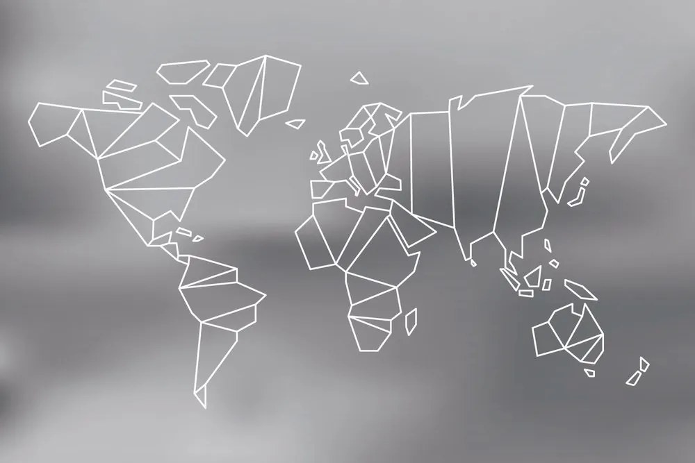 Samolepící tapeta stylizovaná mapa světa v černobílém - 375x250 cm
