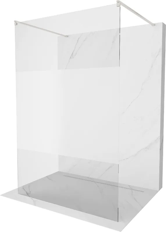 Mexen Kioto, sprchová zástěna Walk-In 100 x 200 cm, 8mm čiré sklo-námraza, broušená ocel profil, 800-100-002-97-35