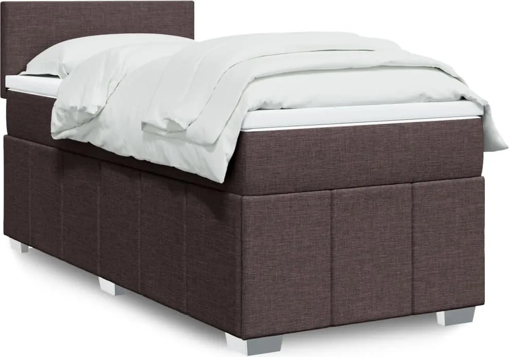 Box spring postel s matrací tmavě hnědá 90x200 cm textil 3286947