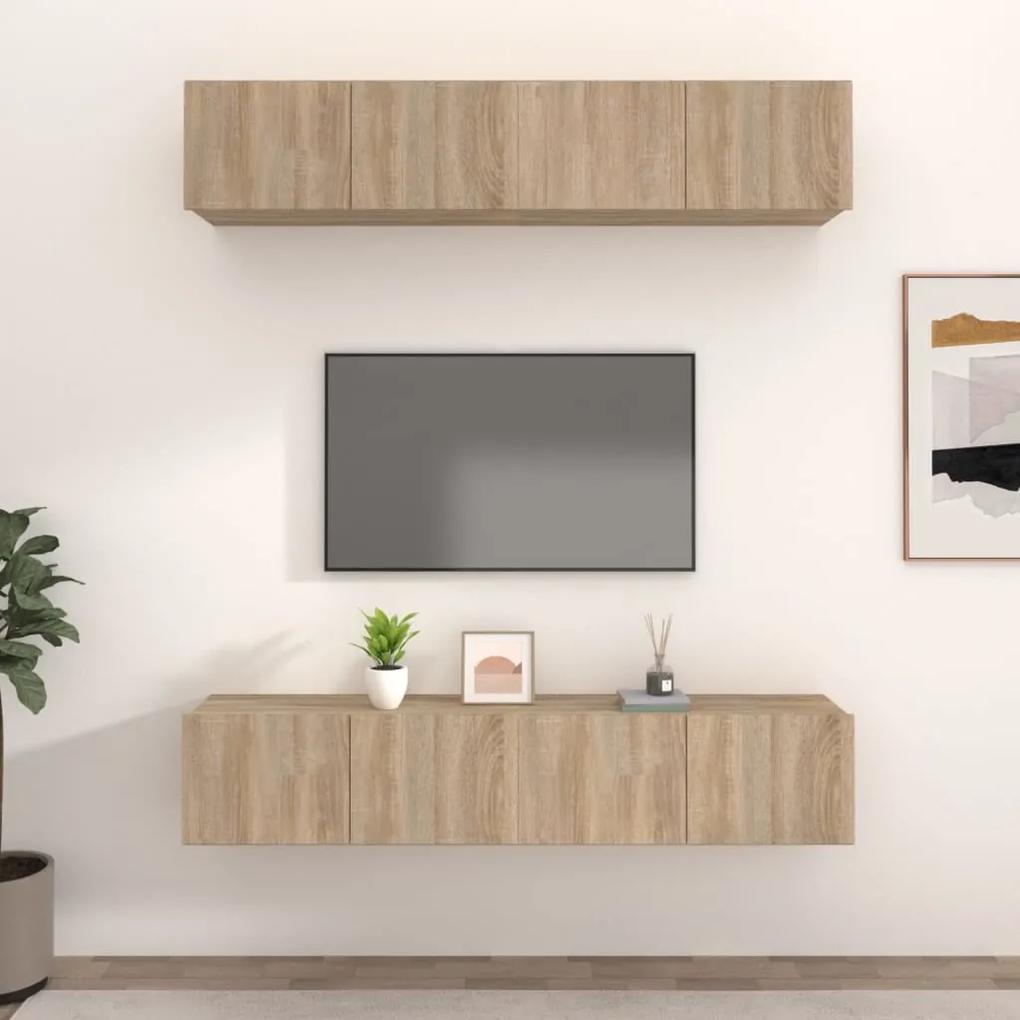 TV skříňky 4 ks dub sonoma 80 x 30 x 30 cm kompozitní dřevo - Default Title