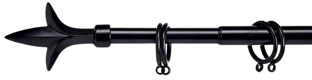Černá kovová garnýž VALANCE TRIDE 170-320 cm