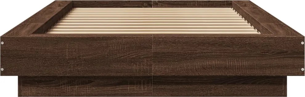 Rám postele s LED osvětlením hnědý dub 90 x 200 cm kompozit 3281125