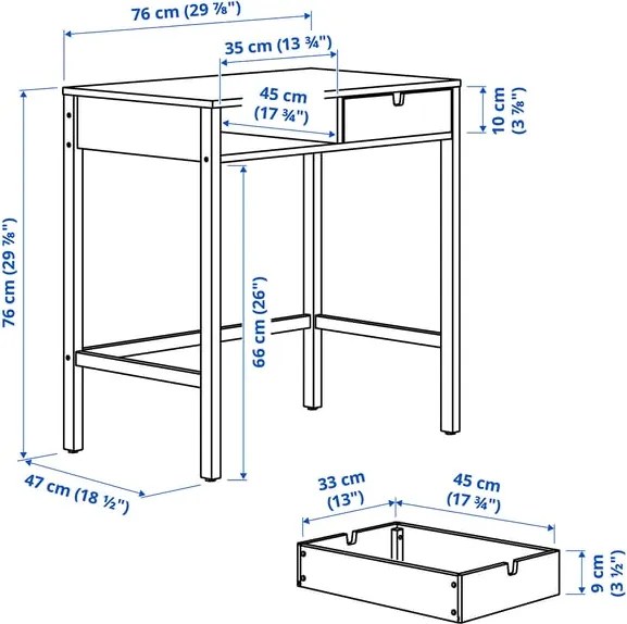 NORDKISA Toaletní stolek, bambus, 76x47 cm