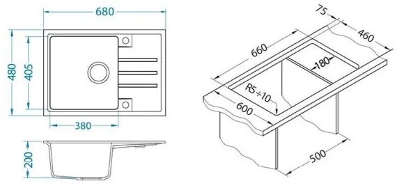 ALVEUS 1149126 - Kuchyňský dřez INTERMEZZO 68x48 cm granit/černá