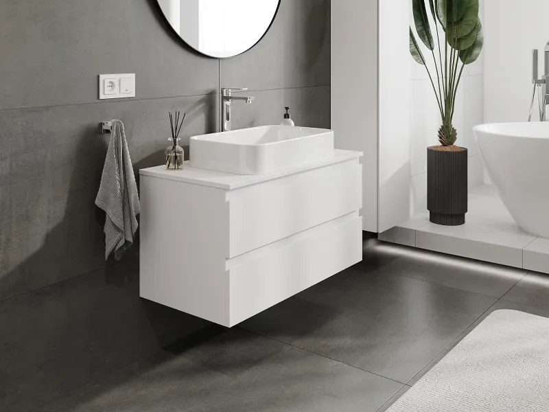 Mexen Orio, koupelnová skříňka 90 cm, 2 zásuvky, bílá matná, 91A10-09047-2-BFF01