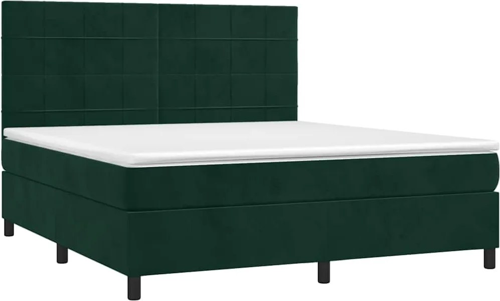 Box spring postel s matrací tmavě zelená 160x200 cm samet 3143034