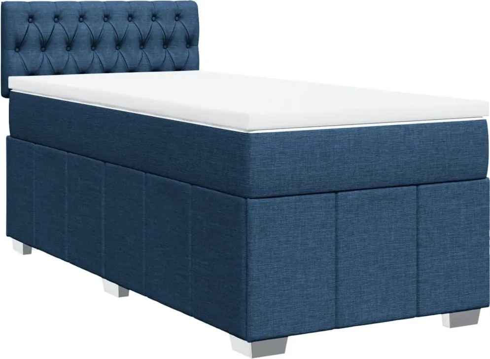 Box spring postel s matrací modrá 90x200 cm textil 3289264