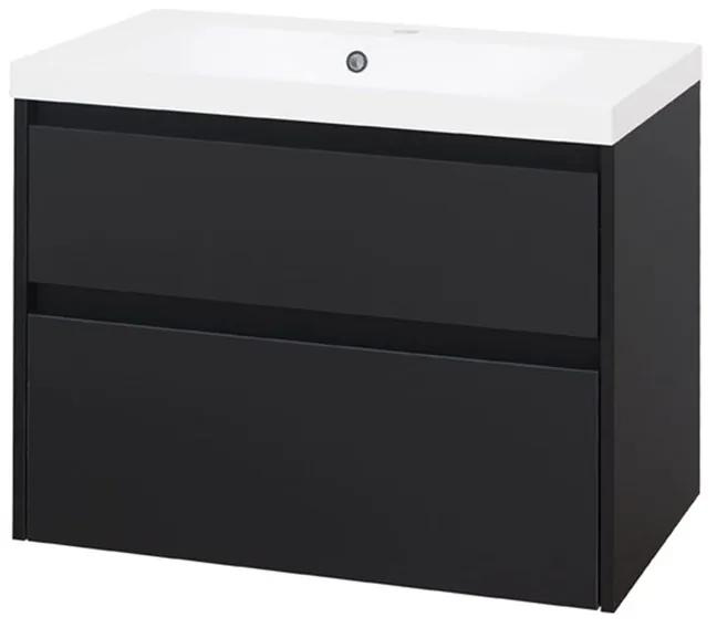 Mereo Opto, koupelnová skříňka s umyvadlem z litého mramoru 81 cm, černá - CN941M