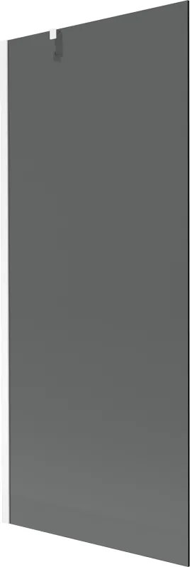 Mexen Next, vanová zástěna 1-křídlová 80 x 150 cm, fixní křídlo, 6 mm šedé sklo, bílý profil, 895-080-000-00-40-20