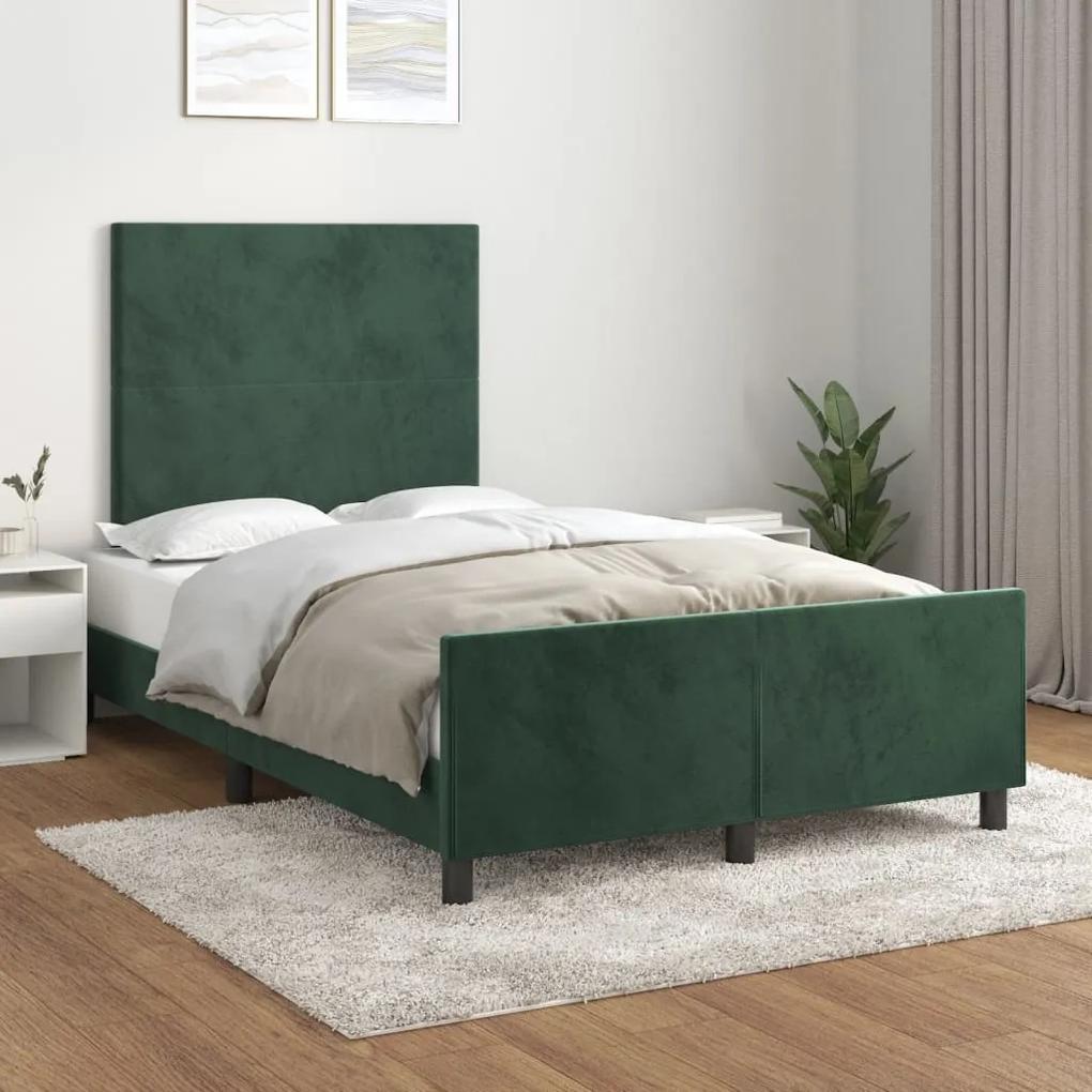 Rám postele s čelem tmavě zelený 120 x 200 cm samet,  3125626