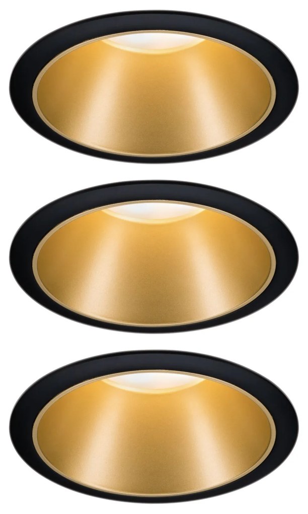 PAULMANN 93404 Vestavné svítidlo LED Cole 3x6,5W černá/zlatá mat 3-krokové-stmívatelné 2700K teplá bílá