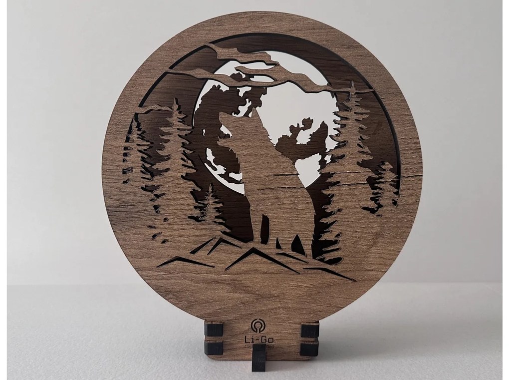 Li-Go "Vlk a měsíc" lampa 20x22cm provedení povrchu: ořech