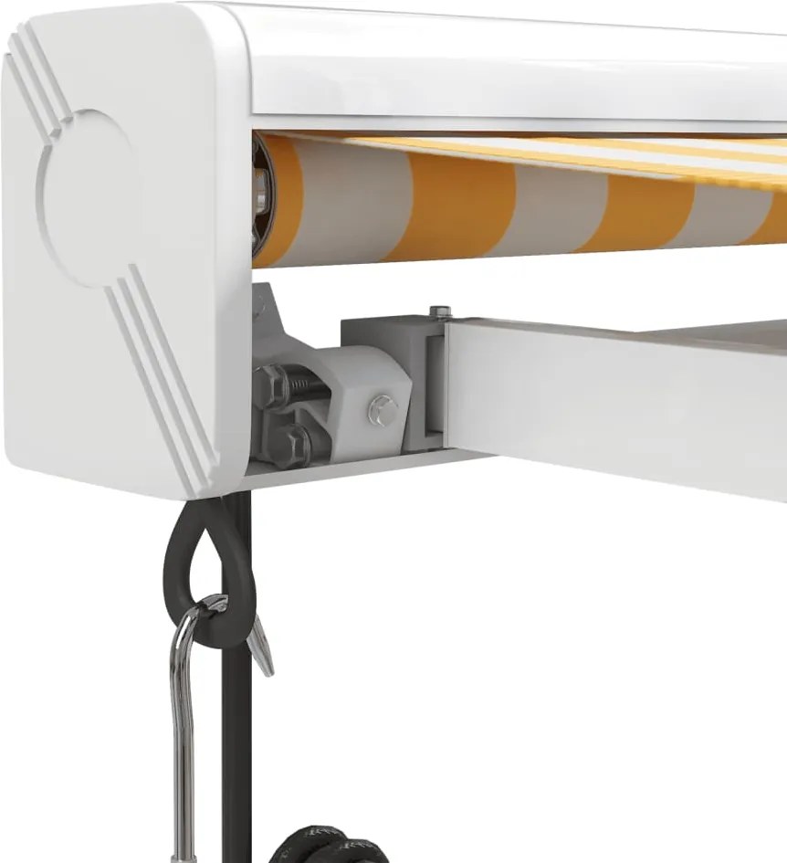 Zatahovací markýza žlutá a bílá 5 x 3 m textil a hliník 3154585