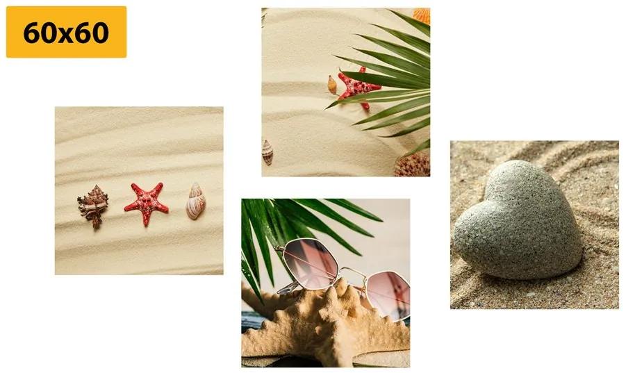 Set obrazů zátiší písečné pláže Varianta: 4x 60x60