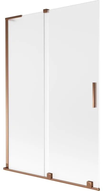 Mexen Velar L, 2-křídlová posuvná vanová zástěna 120 x 150 cm, 8mm sklo námraza, růžové zlato, 896-120-003-31-60