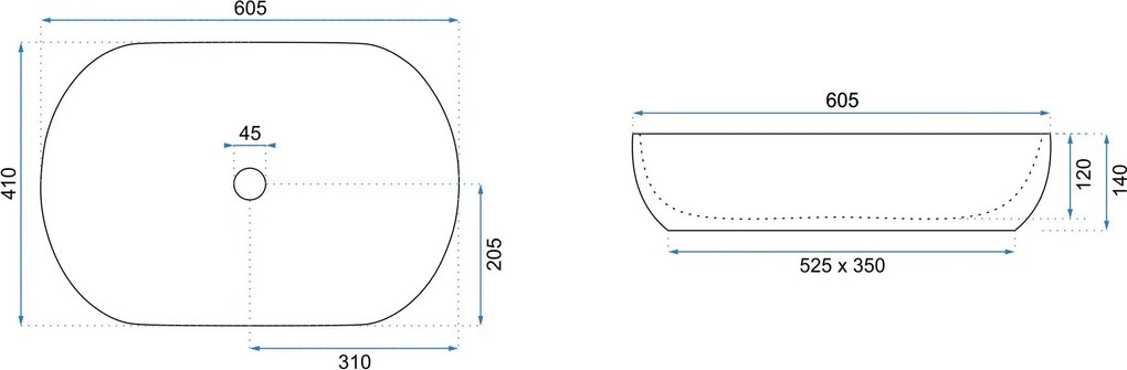 Rea Cleo, umyvadlo na desku 605x410x140 mm, měděná matná-černá, REA-U6383