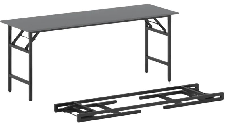 Konferenční stůl FAST READY, 170x50 cm, černá podnož, grafit