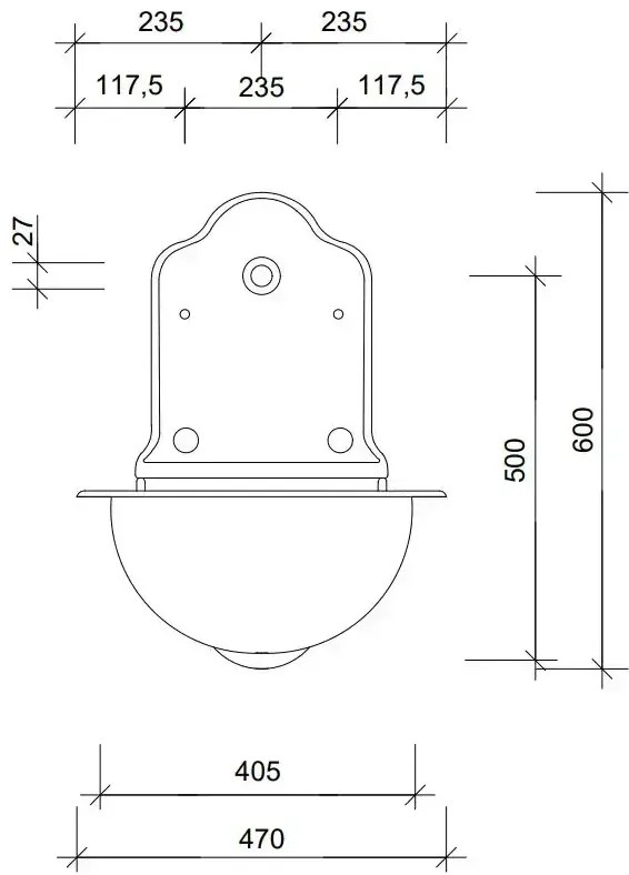 Zahradní Litinové Umyvadlo, černé matné