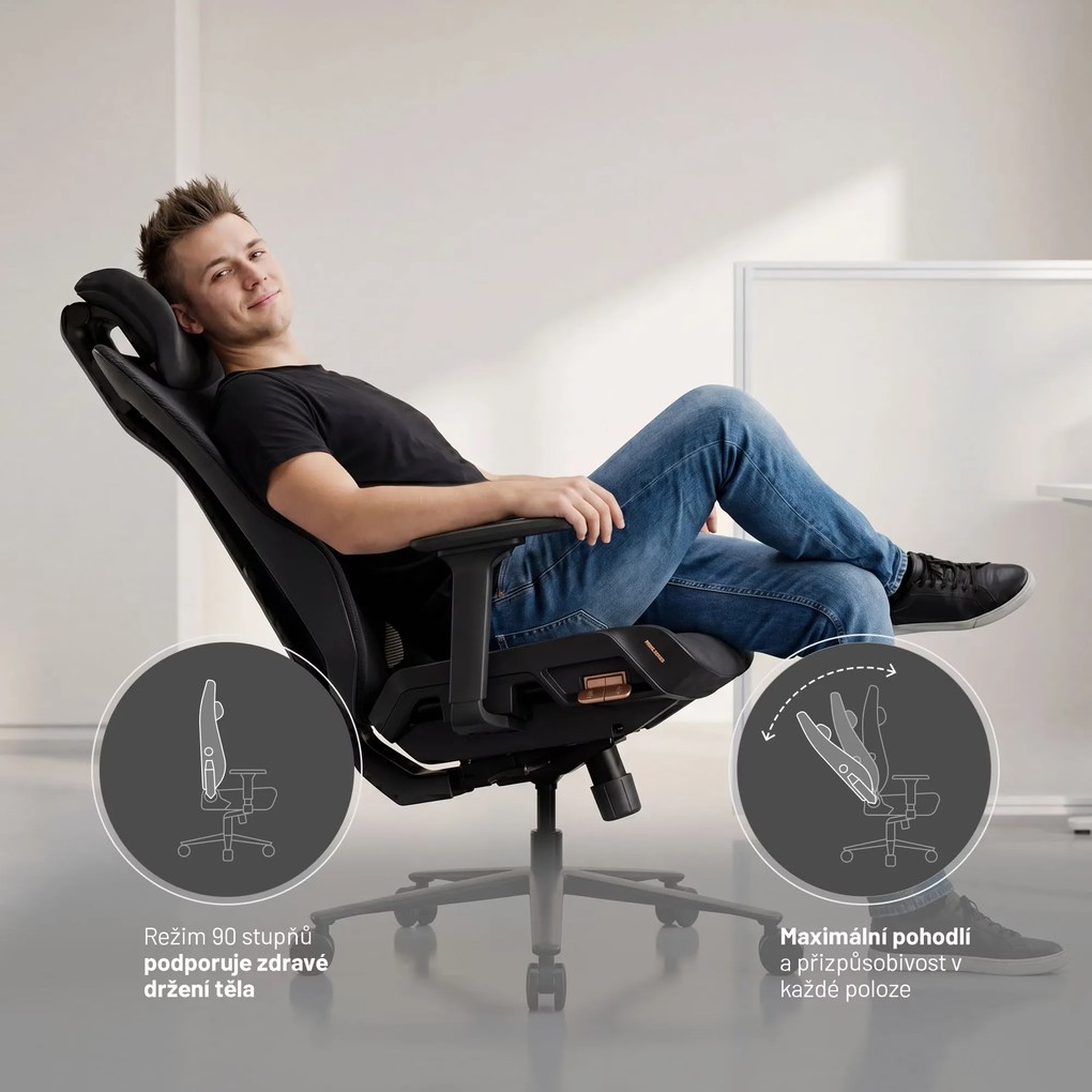 Ergonomická kancelářská židle černá: Diablo V-Flash Ultra Black