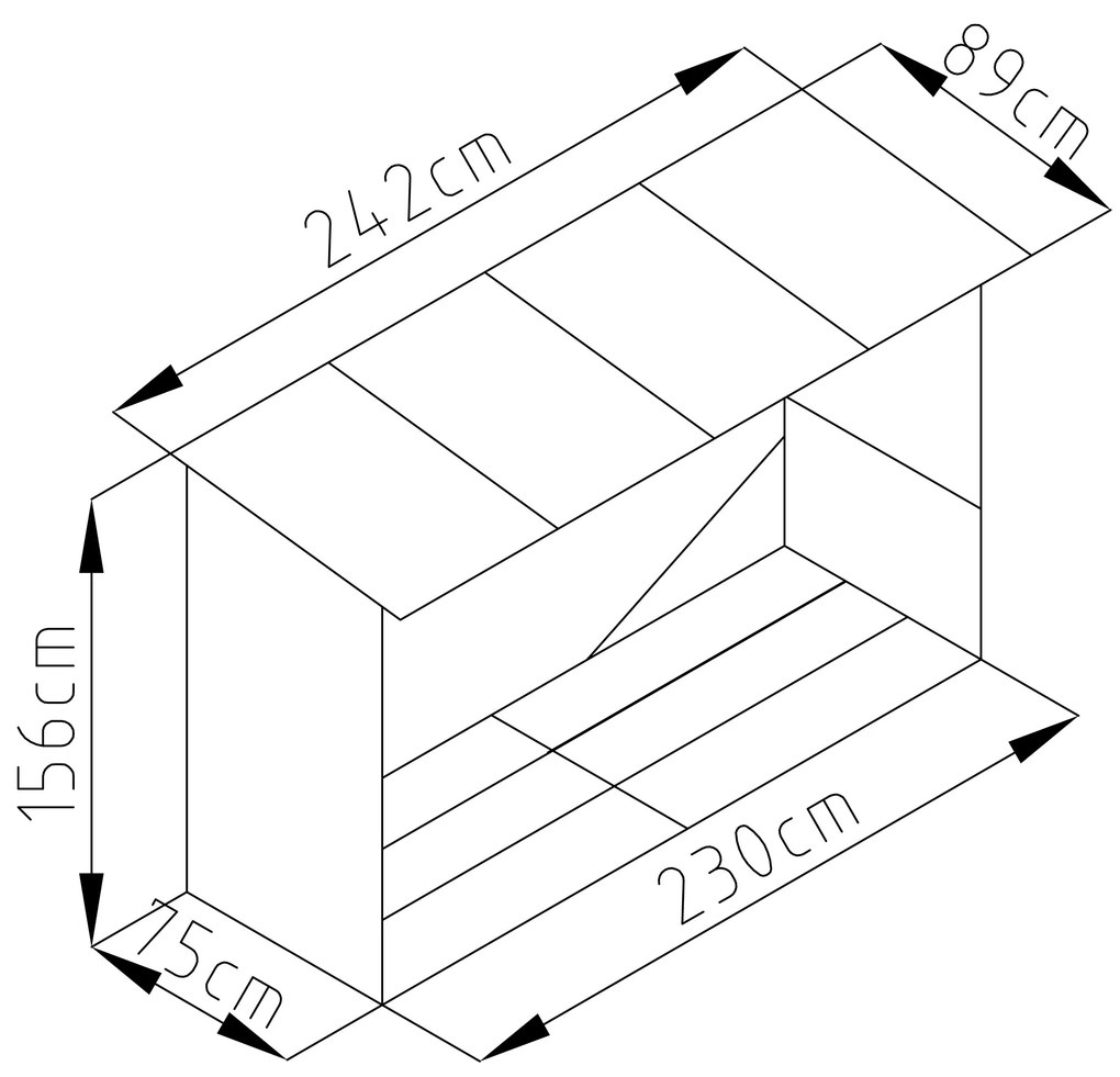 PENTA Přístřešek na dřevo G21 WOH 335 - 242 x 89 cm Barva: Šedá