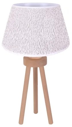 Duolla - Stolní lampa BOUCLE 1xE27/15W/230V pr. 28 cm bílá/dřevo