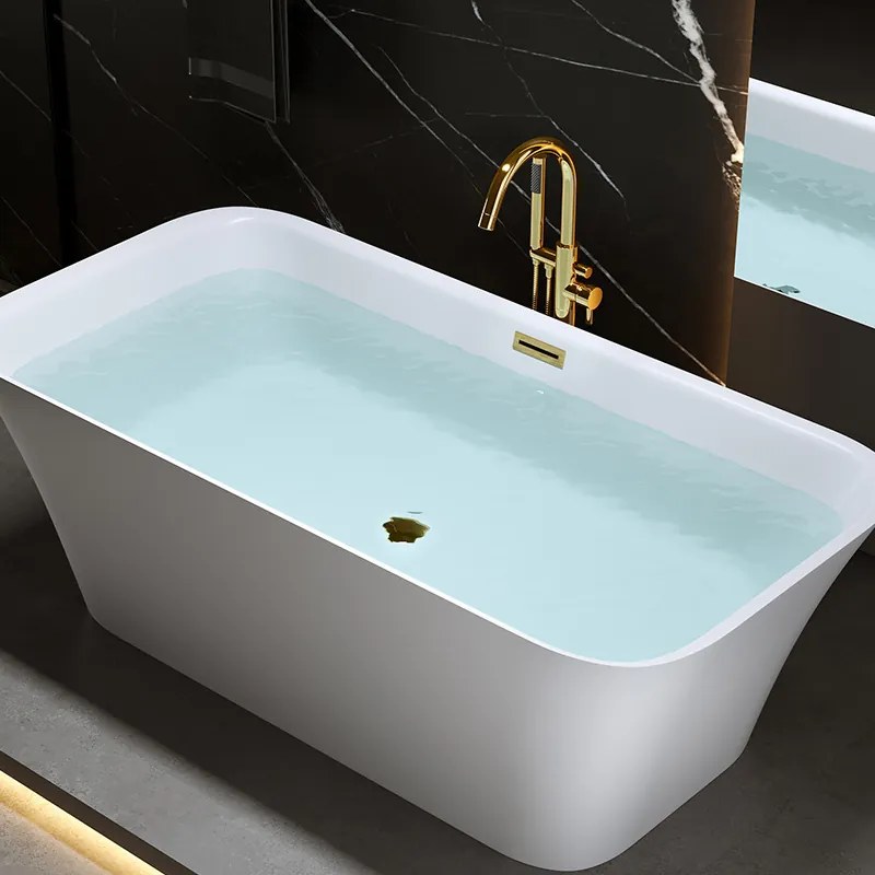 BPS-koupelny Volně stojící akrylátová vana HYD-VIA511C 170x80 bílá, odtokový komplet zlatý