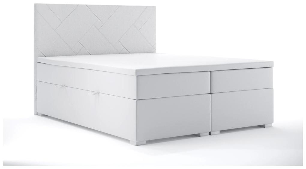 Kontinentální postel 160 cm Melo (bílá ekokůže) (s úložným prostorem). 1044175