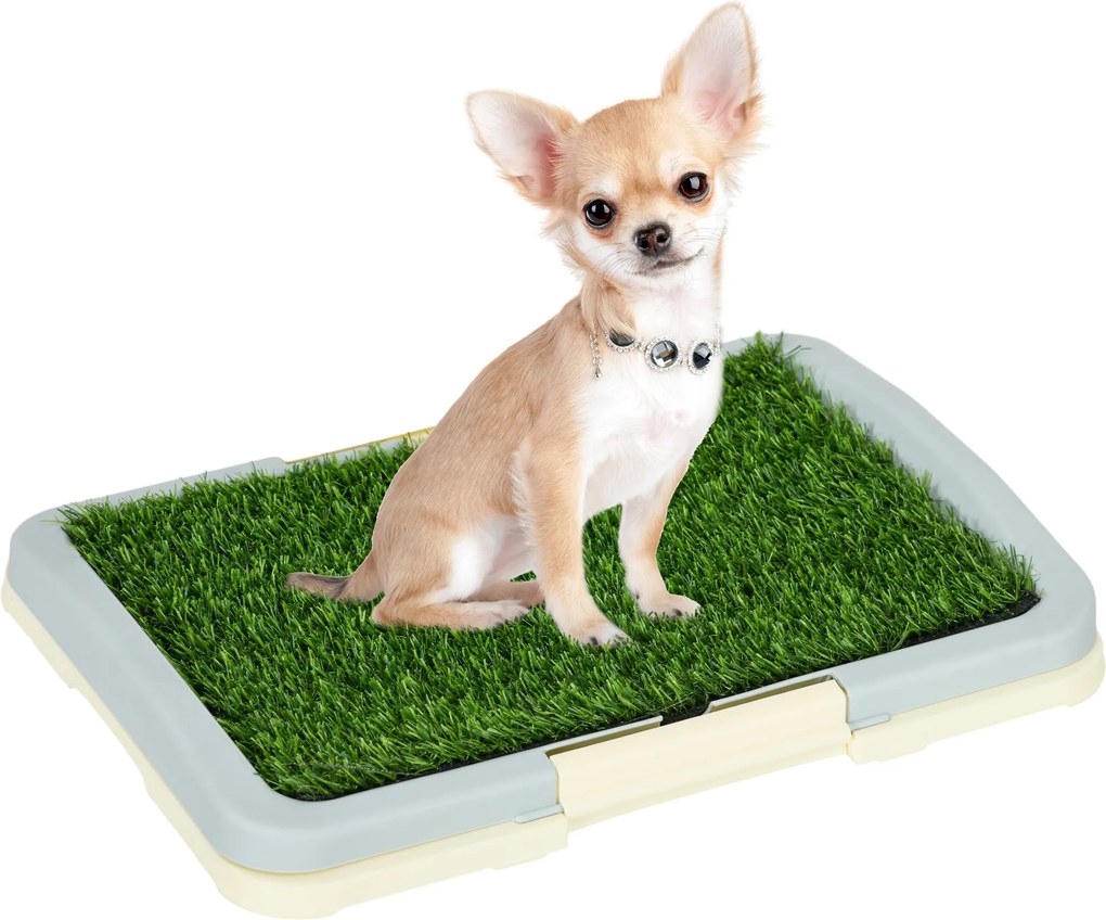 PawHut Dog Toilet Litter Box s umělým trávníkem, mřížkovou deskou a podnosem, tréninková podložka pro domácí mazlíčky, 46,5 x 34 cm | Aosom