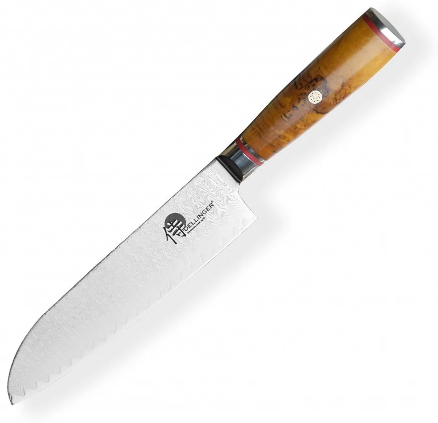 nůž SANTOKU 7" (180 mm) Dellinger LADDER Yellow Shadow Professional Damascus