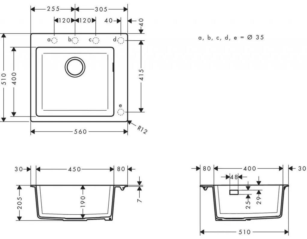 Hansgrohe - Vestavěný dřez 450, 540x490 mm, betonová šedá 43312380