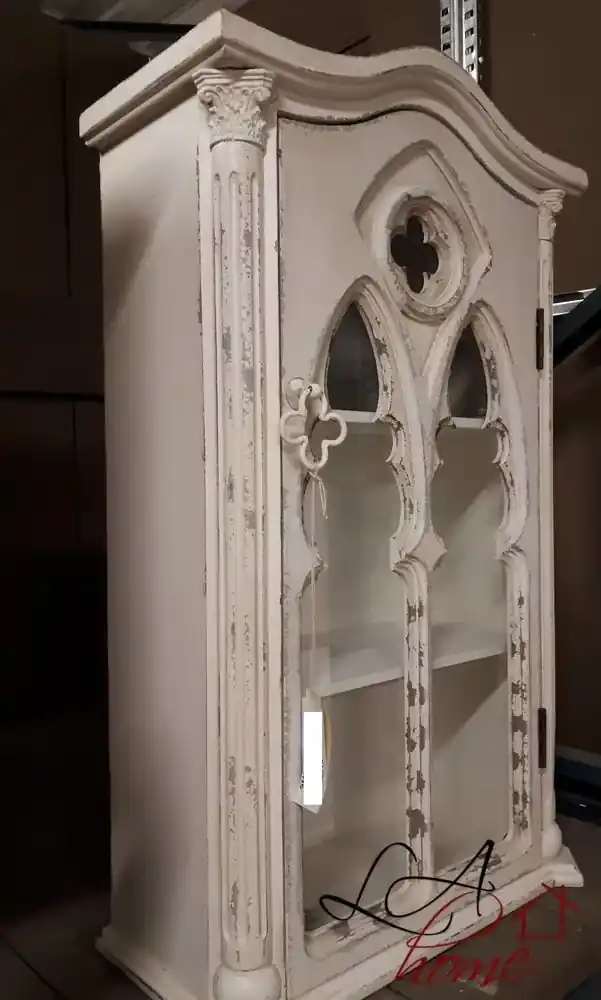 Bílá dřevěná nástěnná skříňka s prosklenými dvířky Marionetta - 49*22*79 cm  | BIANO
