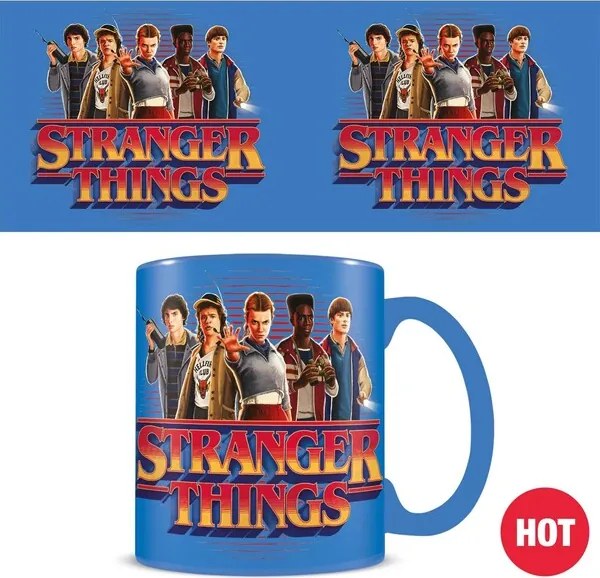 Hrnek Stranger Things - Characters S5 315 ml(měnící se motiv) Modrá