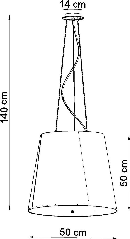 Závěsné svítidlo Geneve, 1x černé textilní stínítko, (bílé sklo), (fi 50 cm)