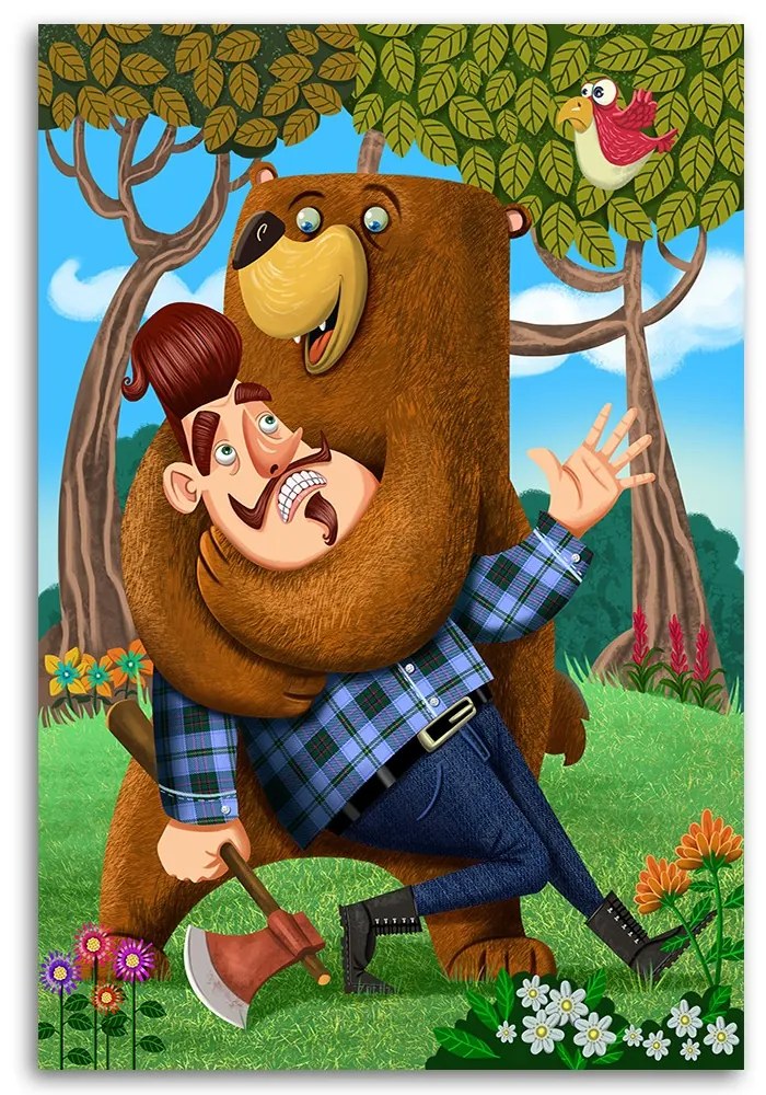 Gario Obraz na plátně Medvěd a dřevorubec - Gustavo Gabriel San Martin Rozměry: 40 x 60 cm