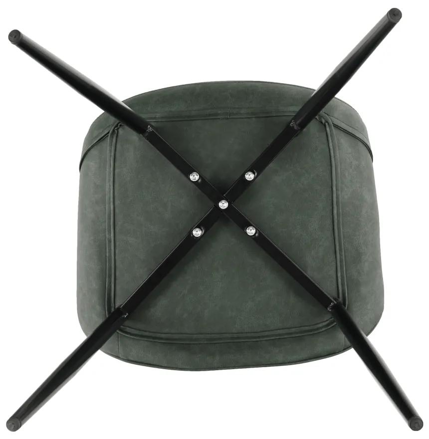 Jídelní židle HAZAL ekokůže zelená, kov černý lak