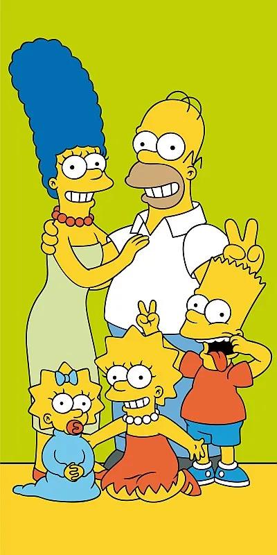 JERRY FABRICS Osuška Simpsons Family green Bavlna Froté 70/140 cm