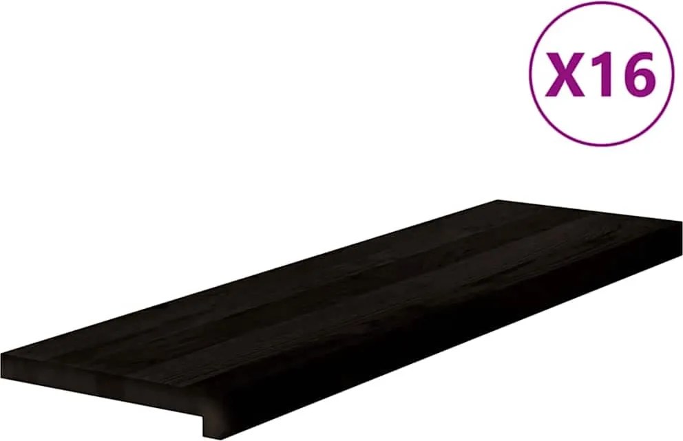 Nášlapy na schody 16 ks hnědo-černé 90x25x2 cm masivní dub 3283051