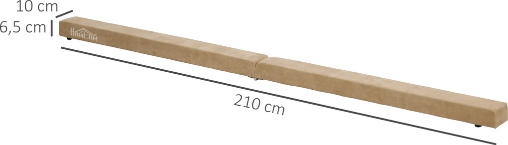 HOMCOM balanční kladina 210 cm skládací pro venkovní použití v interiéru, balanční kladina do 120 kg, stabilní balanční kladina v hnědé barvě