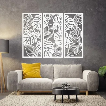 Třídílný obraz na zeď monstera | SENTOP HDF0523