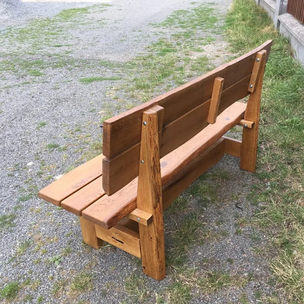 KULHÁNEK Zahradní lavice s opěradlem - rustikální Délka: 160 cm, Odstín nátěru: lazura - palisandr