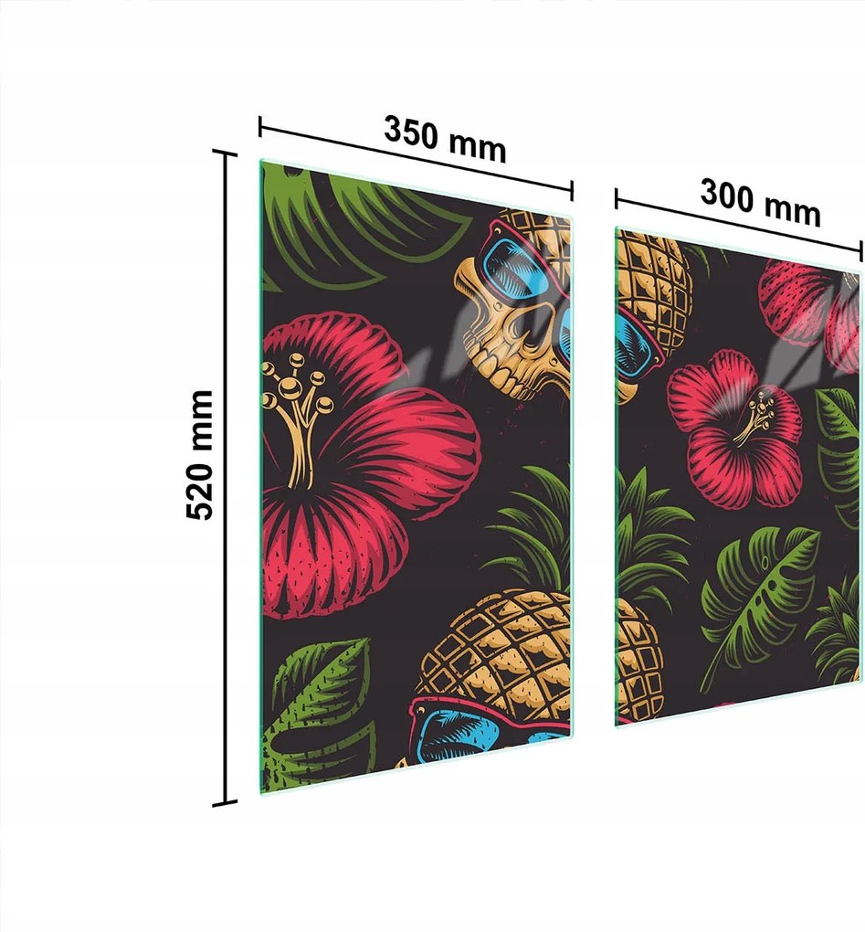 Skleněná Ochranná Deska Do Kuchyně 65x52 Ananas