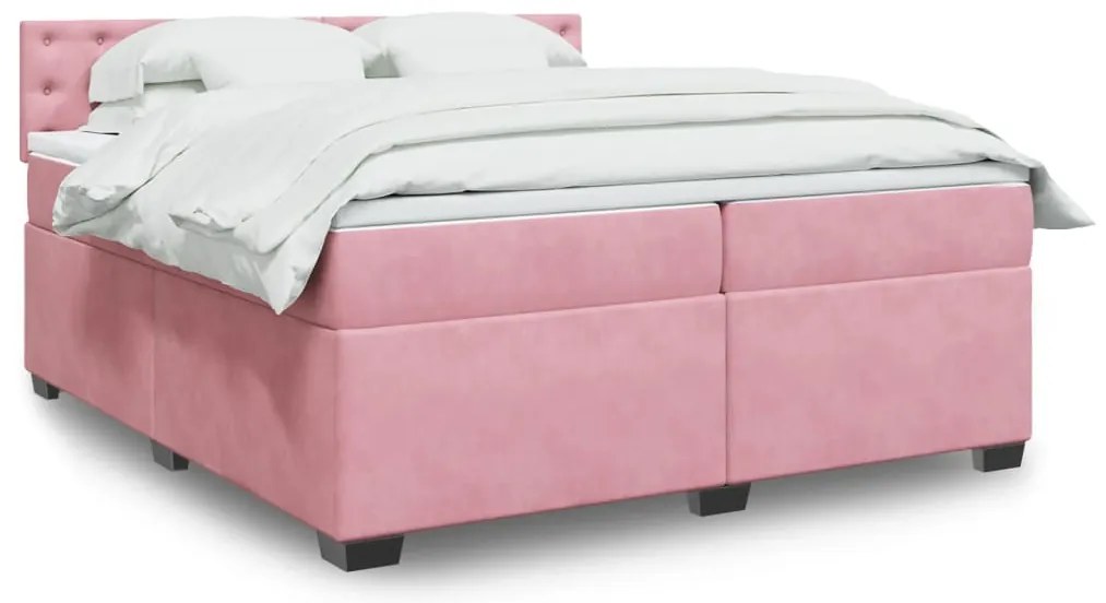 Box spring postel s matrací růžová 200x200 cm samet 3288719