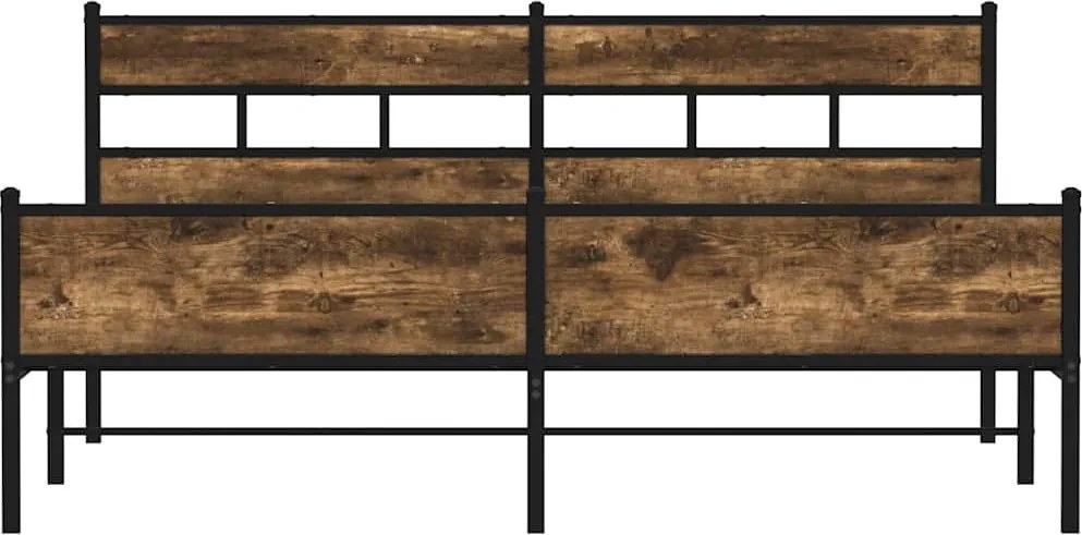Kovový rám postele bez matrace kouřový dub 183 x 213 cm 3308492