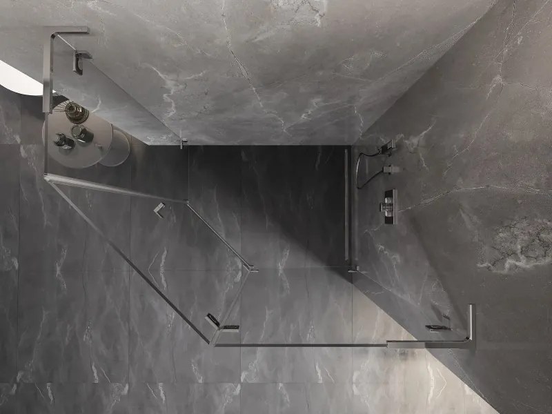 Mexen Lunar, L sklopný pětiúhelníkový sprchový kout pravý 100 x 80 cm, 8mm čiré sklo, chromový profil, 831L-100P-080L-01-00-P